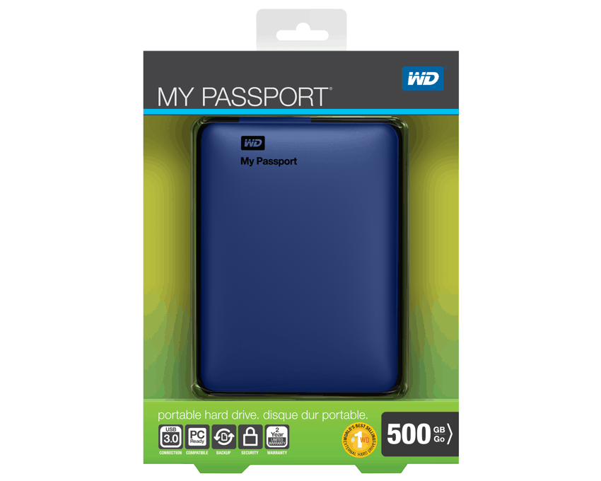 Disco Duro Externo Western Digital 500 Gb My Passport 2 5 Usb 3 0 Azul