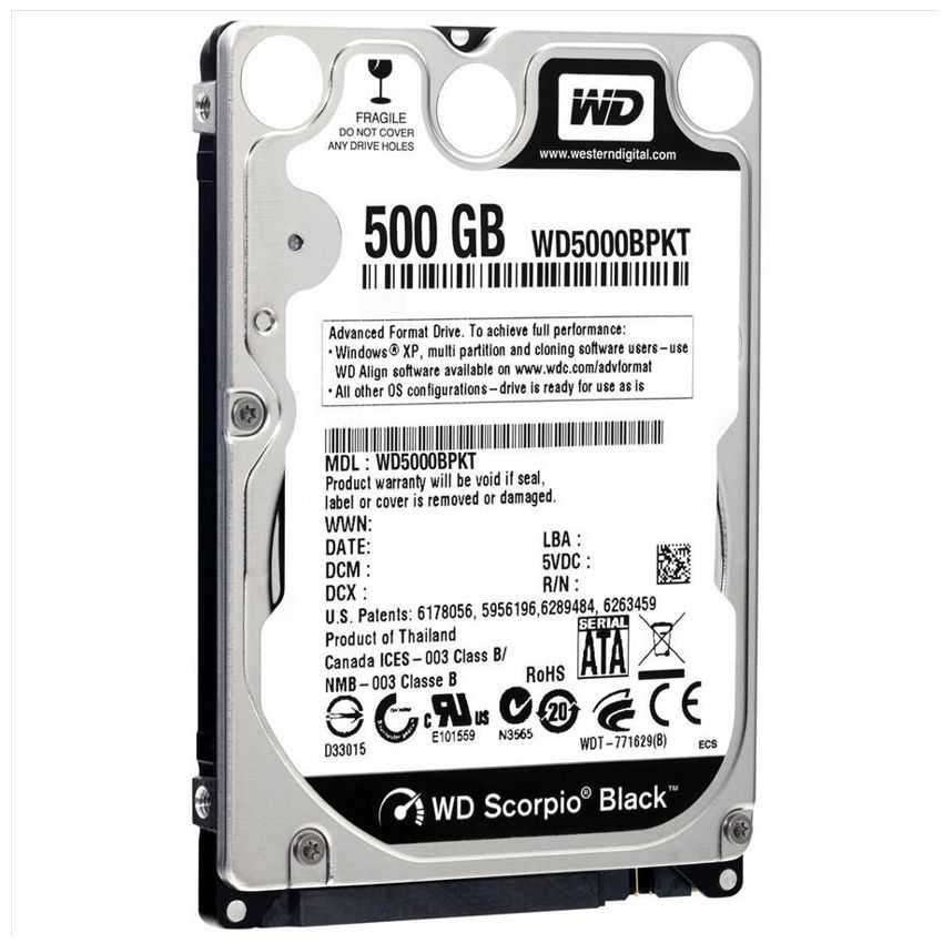 Disco Duro Western Digital 2.5 500 GB SATA Scorpio Black WD5000BPKX | QuickHard