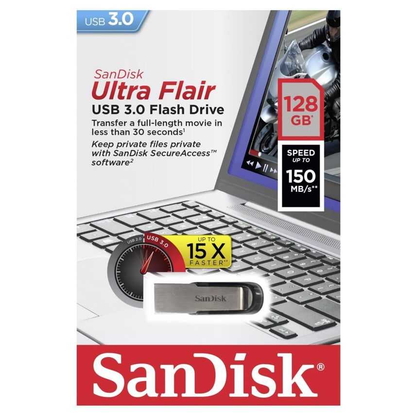 Pen Drive SANDISK 128 Gb. USB 3.0 Ultra Flair SDCZ73-128G-G46 | QuickHard Pen Drive SANDISK 128 Gb. USB 3.0 Ultra Flair SDCZ73-128G-G46 | QuickHard